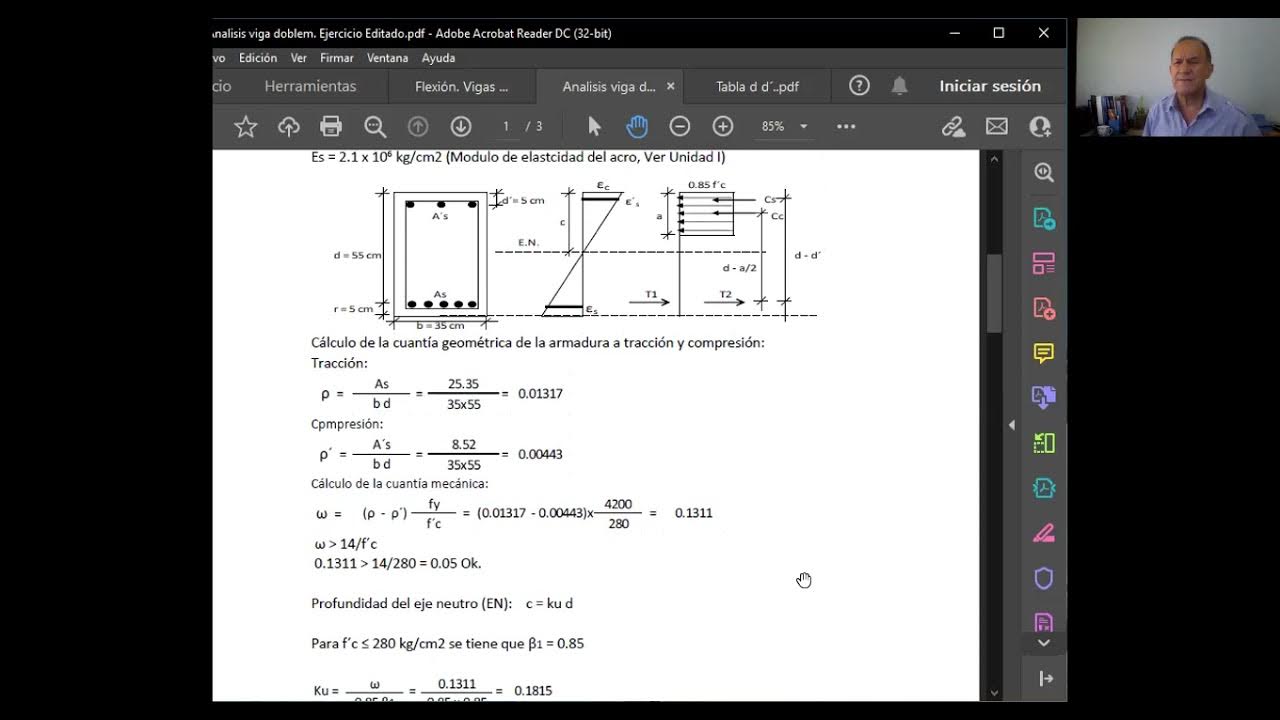 Análisis de vigas de concreto doblemente armadas - YouTube