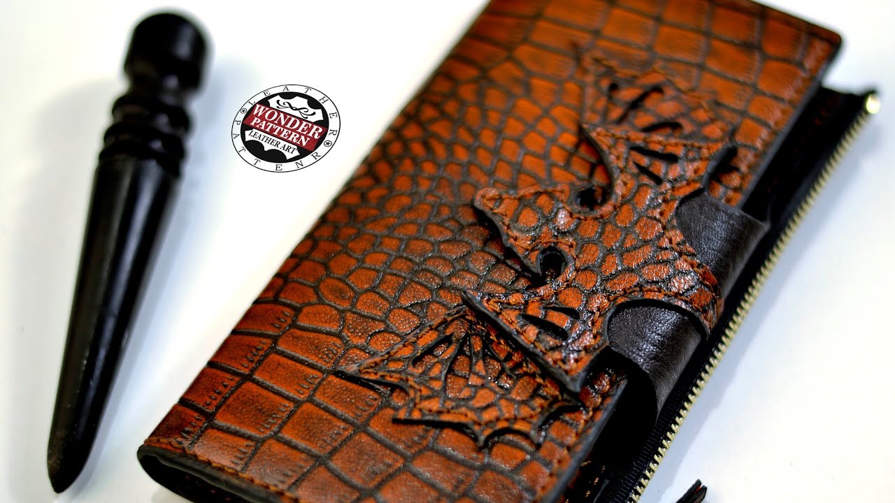 How to Making Dragon wallet/ leather wallet pattern - YouTube