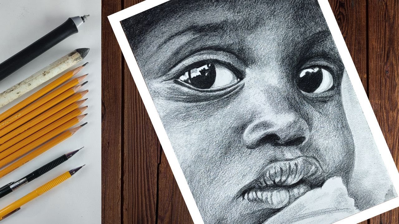 Draw Child Portrait in Pencil shading/Portrait of Boy Drawing Using ...
