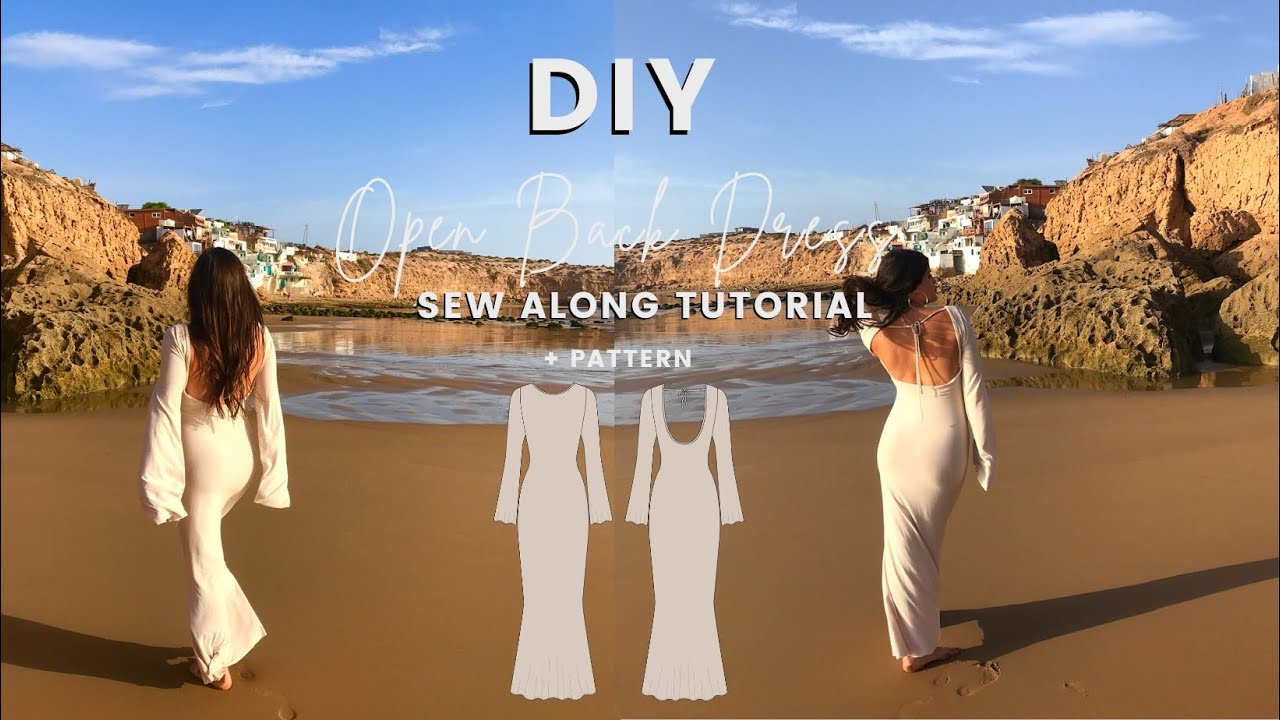 DIY Open Back Midi Dress | Easy Beginner Sewing Tutorial + PDF Pattern ...