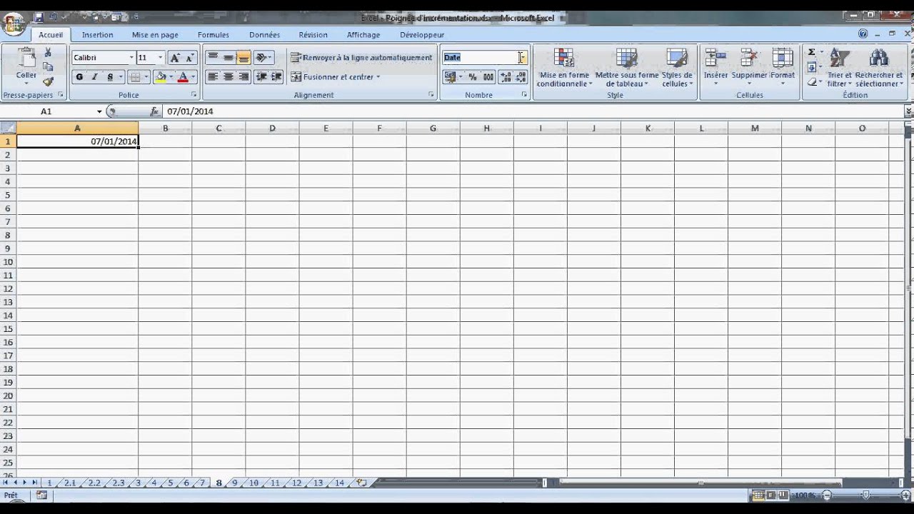 Utiliser la poignée d'incrémentation avec Excel. - YouTube