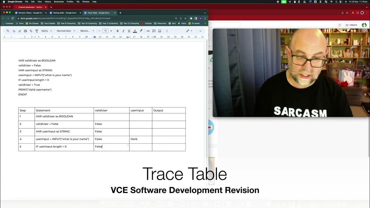VCE Software Development Revision : Trace Table - YouTube