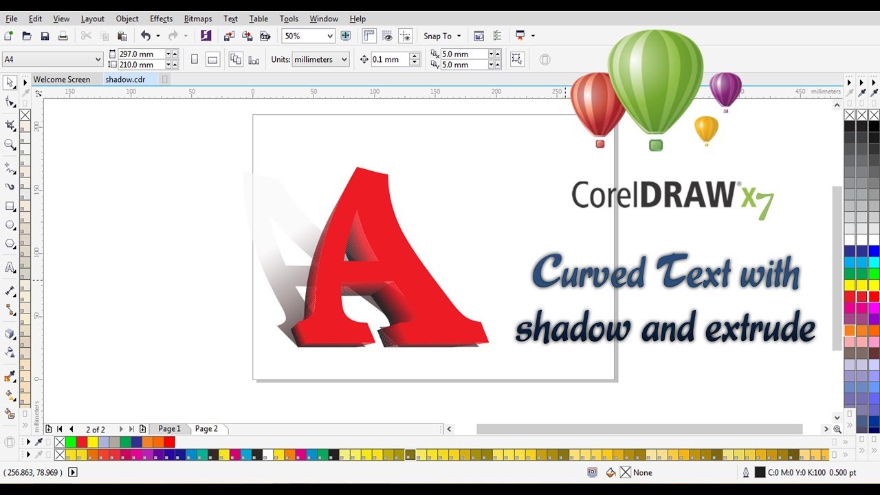 Corel Draw Curved Text Effect With Extrude And Shadow YouTube Corel Draw Curved Text Effect With Extrude And Shadow YouTube
