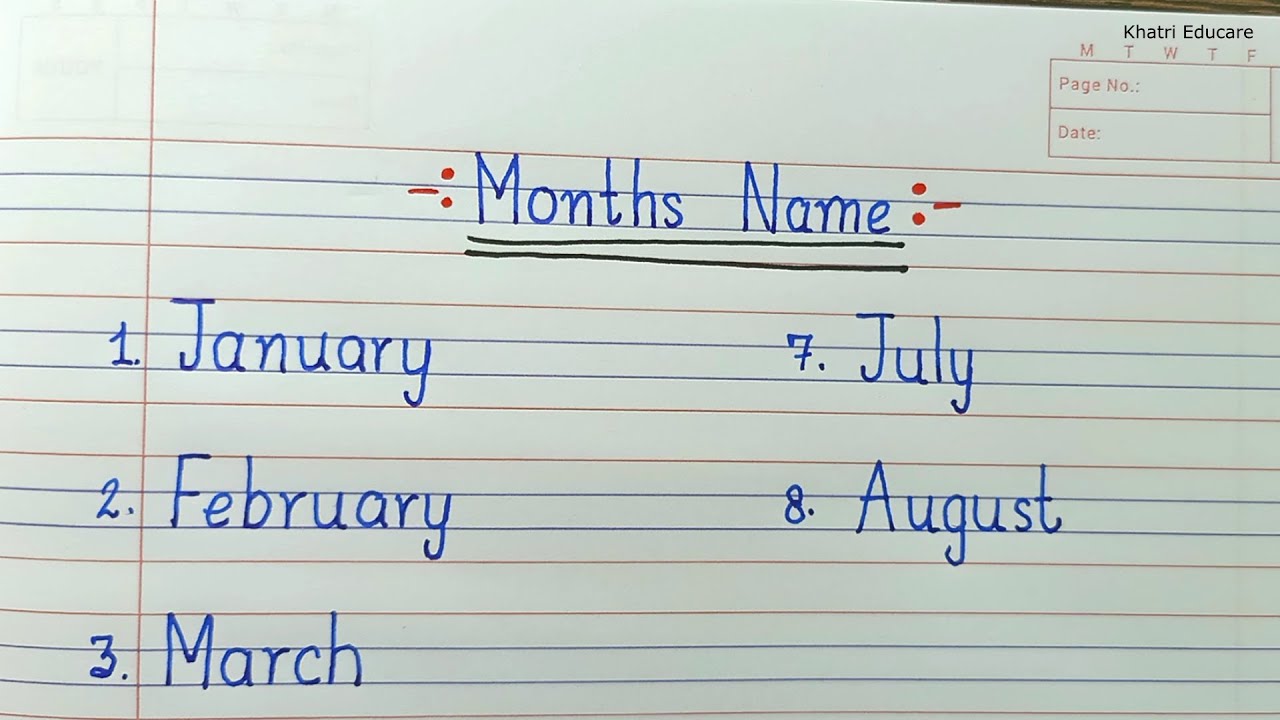 January February months name with spelling - months name in English ...