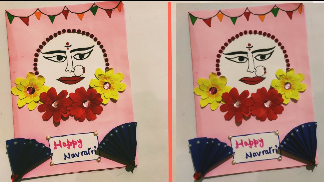 Navratri Greeting Card / Easy Card Idea For Navratri / Navratri Craft ...