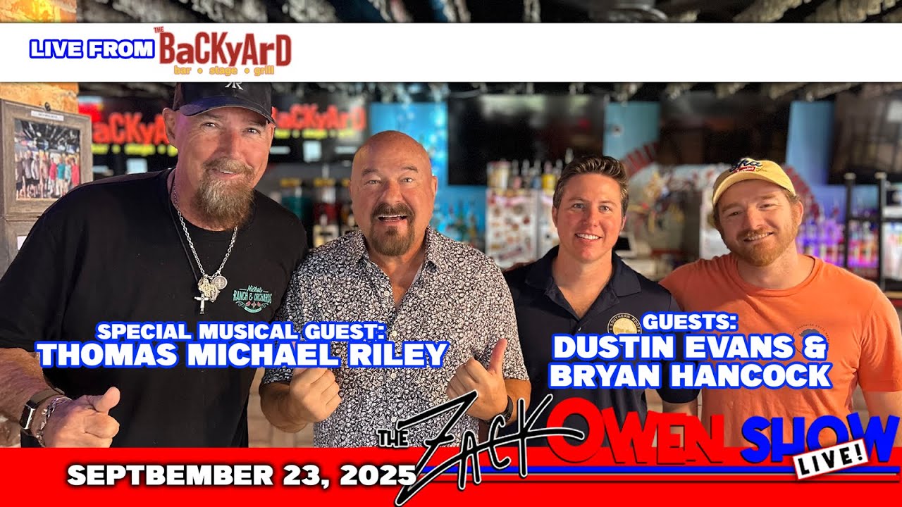Dustin Evans, Bryan Hancock and musical guest Thomas Michael Riley ...