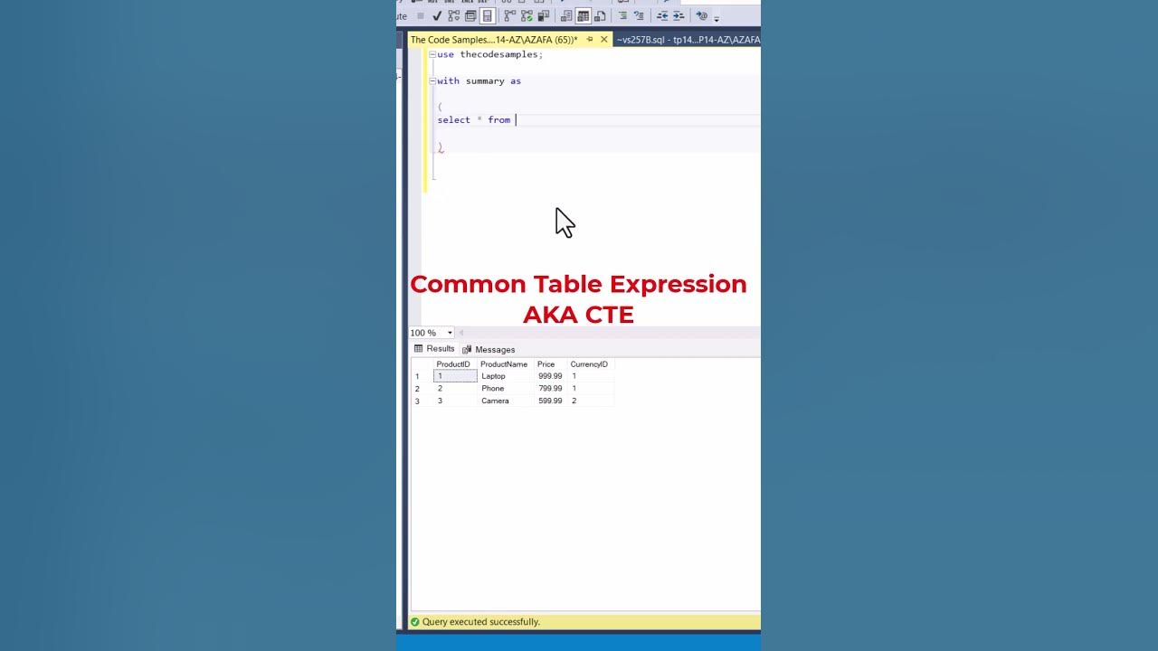 Sql Common Table Expression In 1 Minute Datascience Programming Coding Youtube