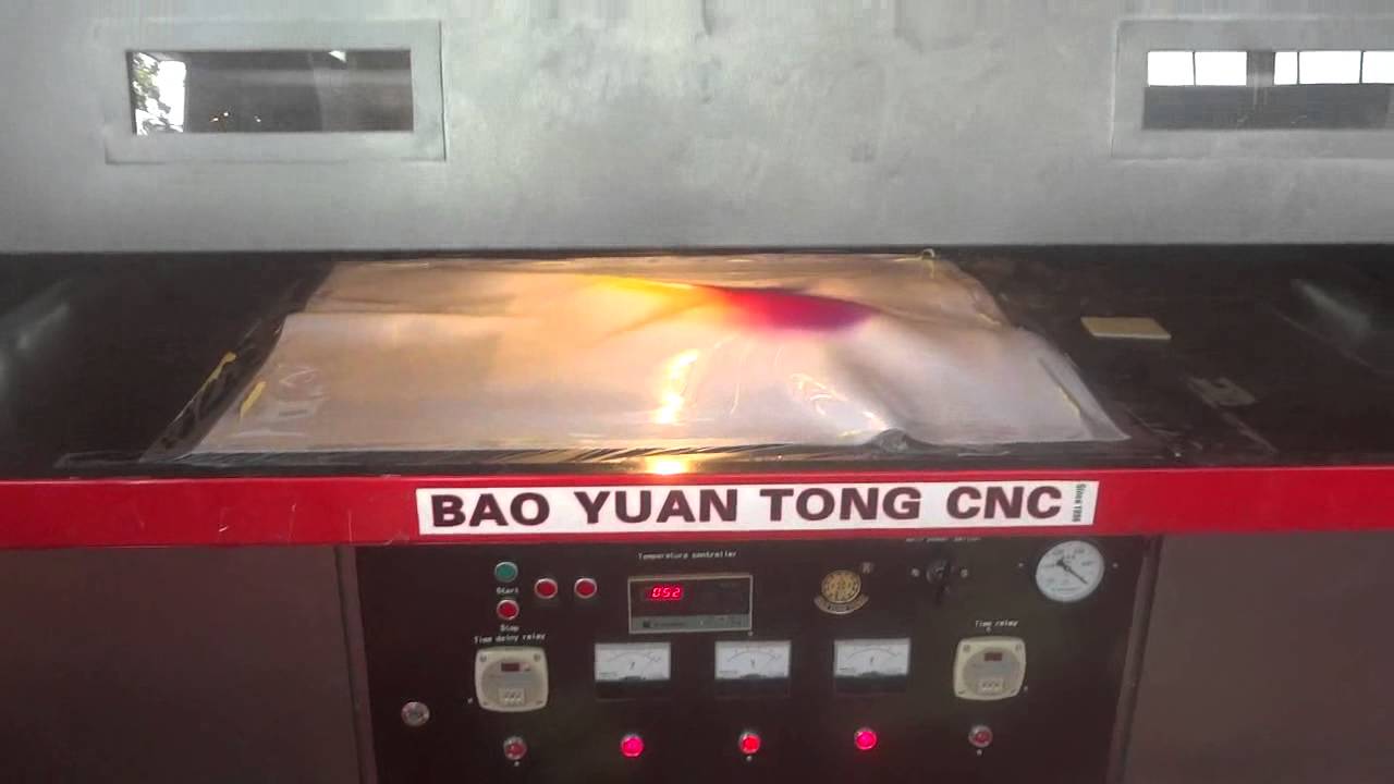 Vacuum forming machine make the different color signage - YouTube