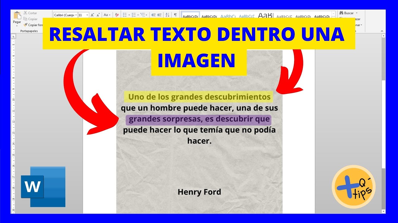 Cómo RESALTAR un TEXTO DENTRO de una IMAGEN en WORD - YouTube