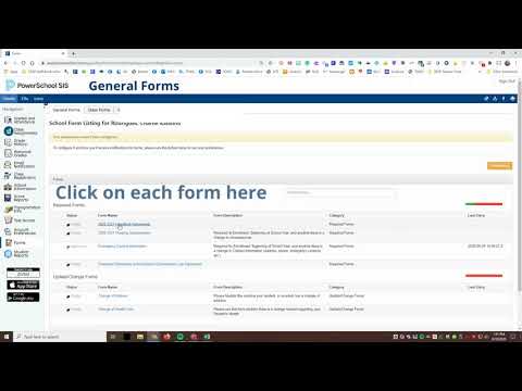 PowerSchool Parent:  Accessing General Forms