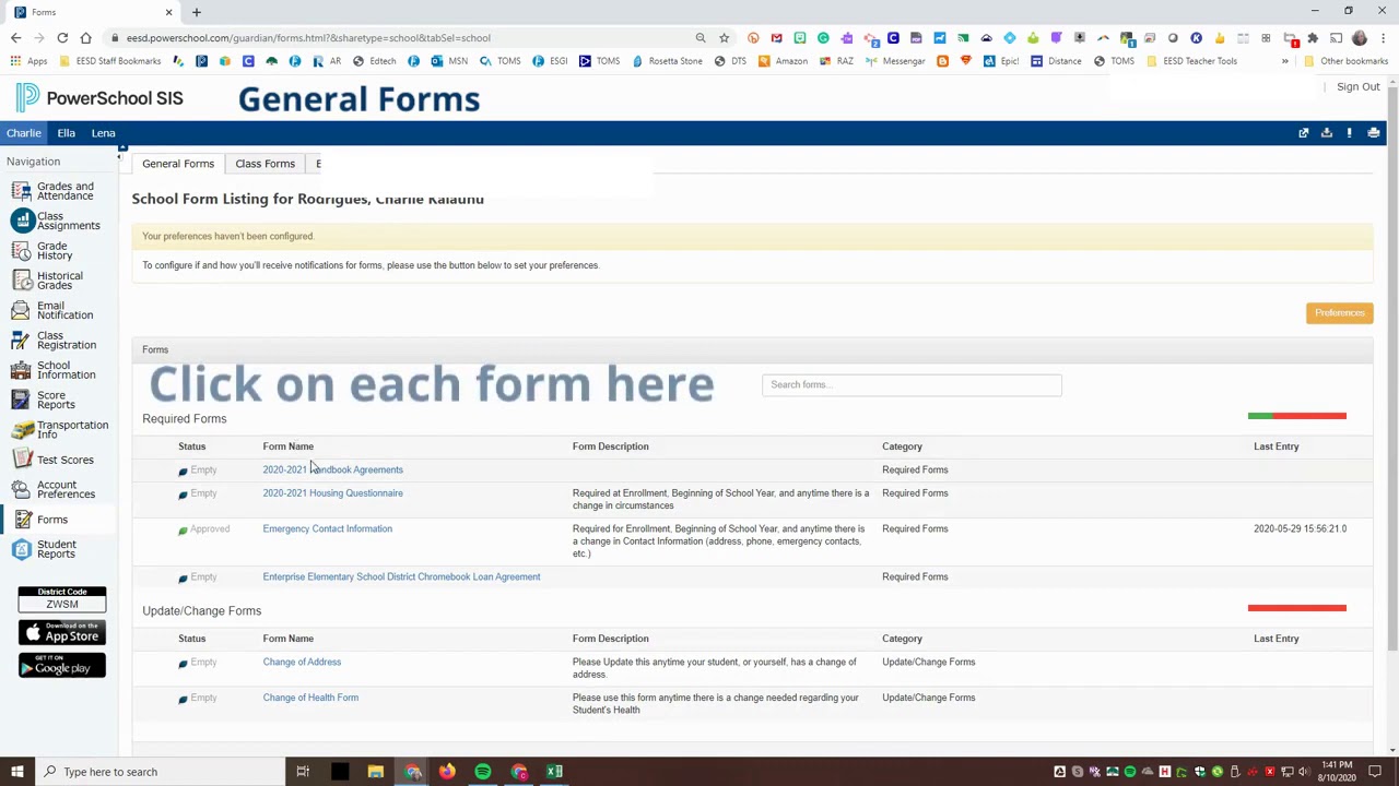 PowerSchool Parent: Accessing General Forms - YouTube