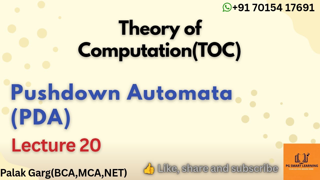 Pushdown Automata (PDA) in Theory of Computation | Introduction ...