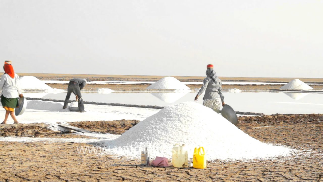 Tiny mountains of salt, Gujarat - YouTube