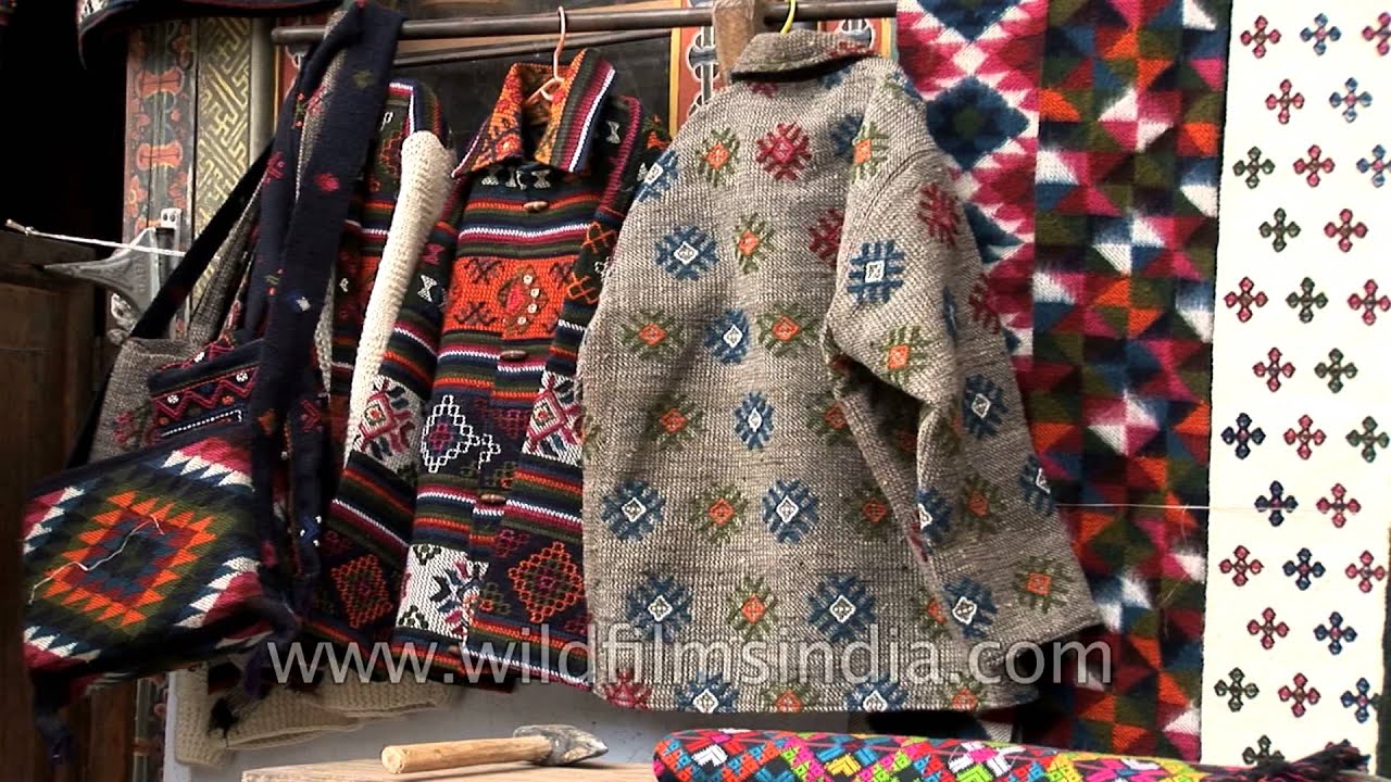 Exotically embroidered woollen cloth in Bhutan - YouTube