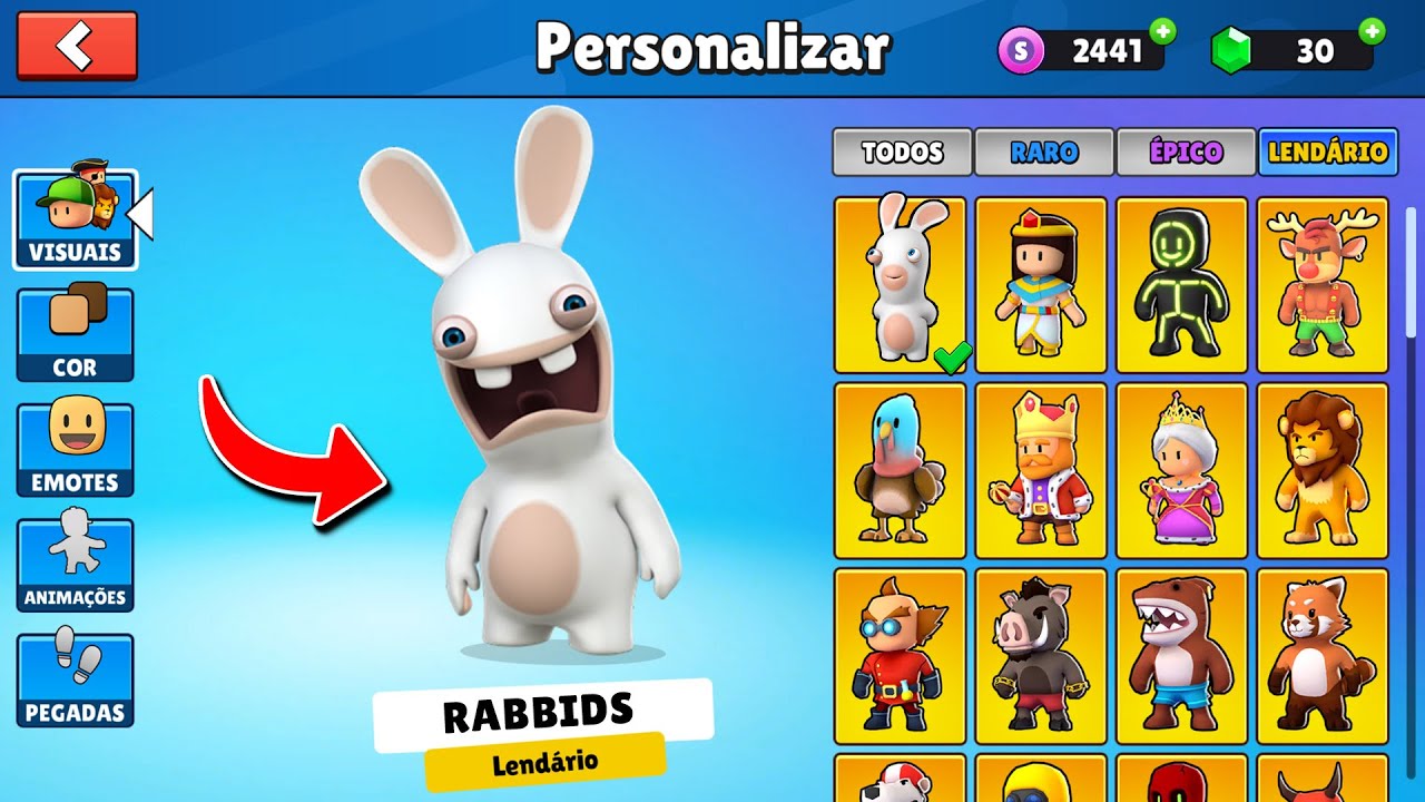 CHEGOU A NOVA SKIN DO RABBIDS NO STUMBLE GUYS 😍 TODOS PODEM PEGAR 😍 - YouTube