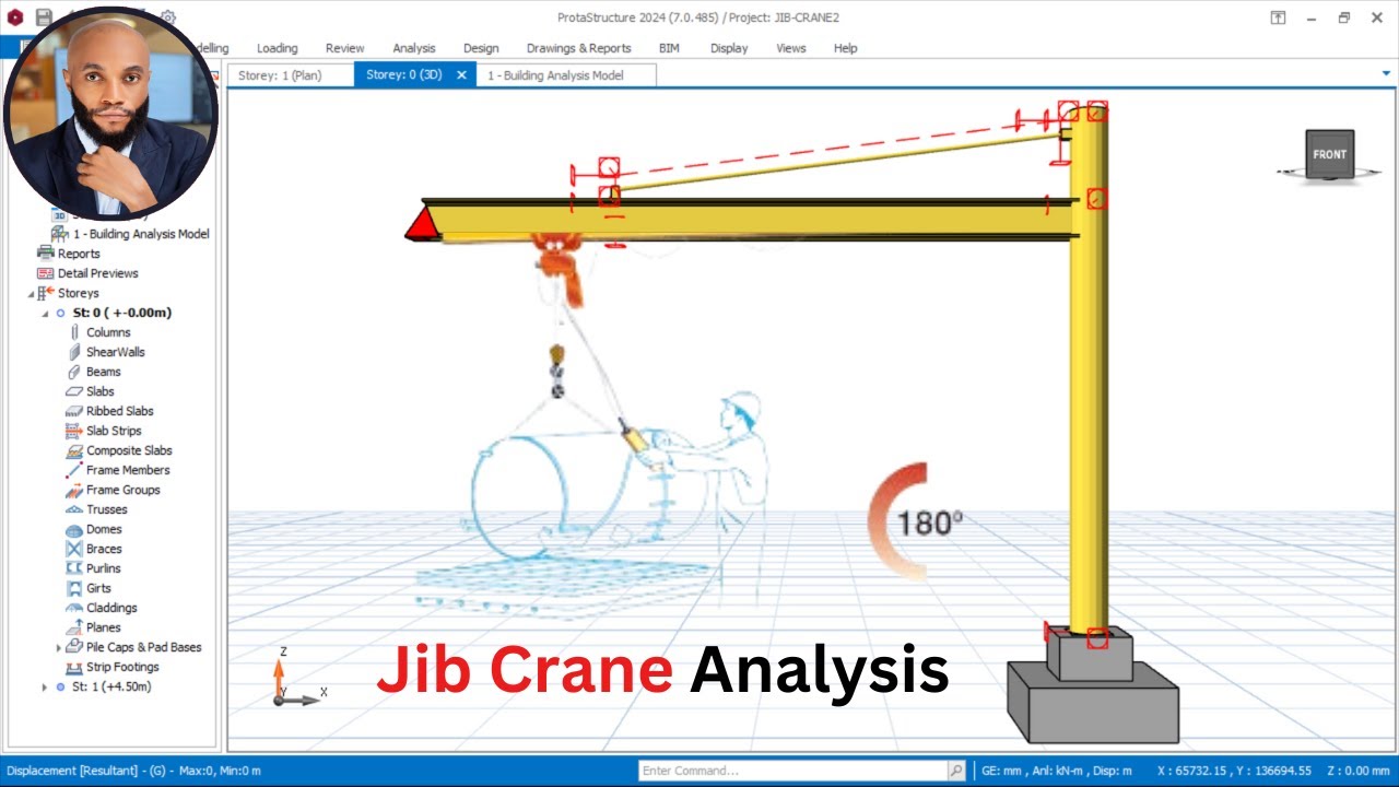 Jib Crane self Weight Analysis Check in Protastructure - YouTube