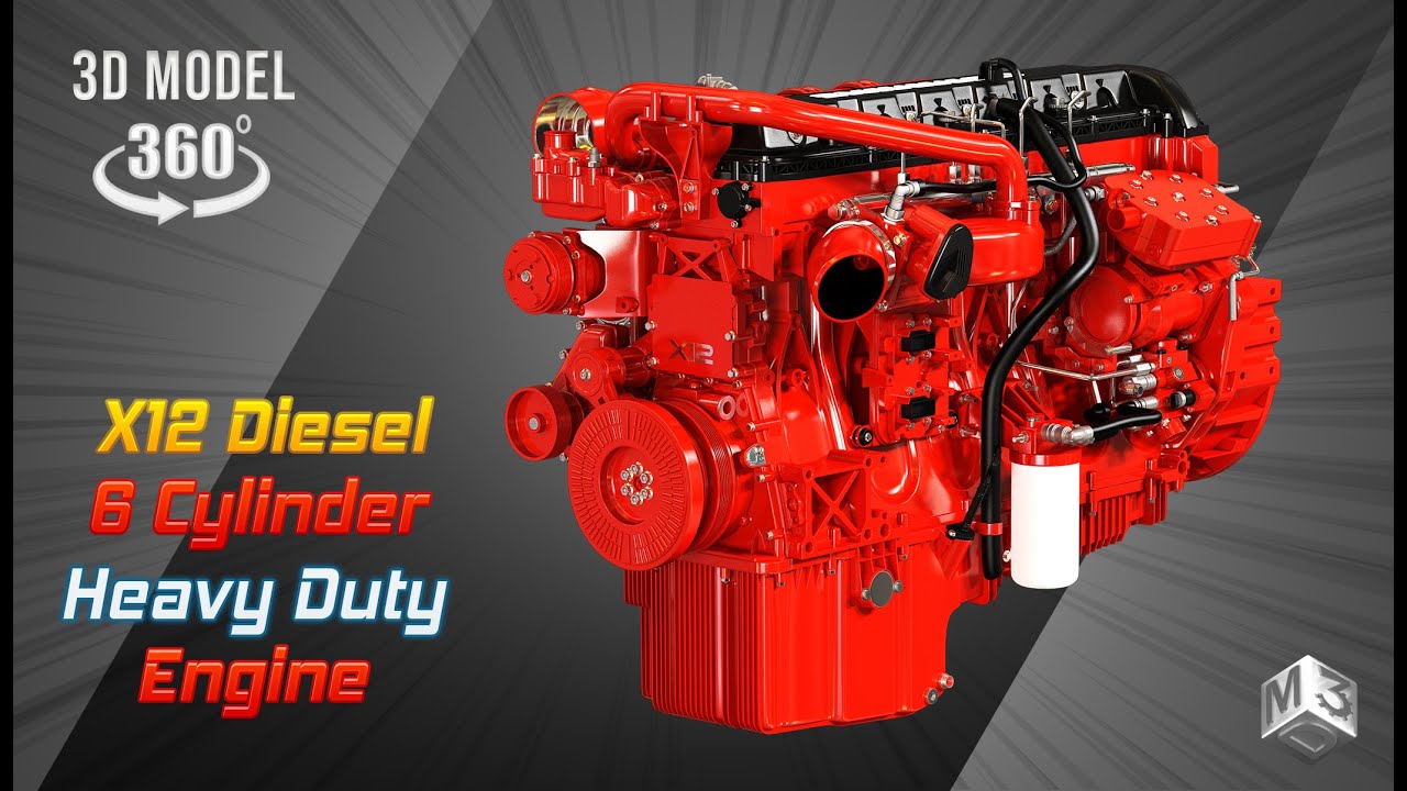 X12 Heavy Duty Truck Engine - 6 Cylinder Diesel Engine 3d Model ...
