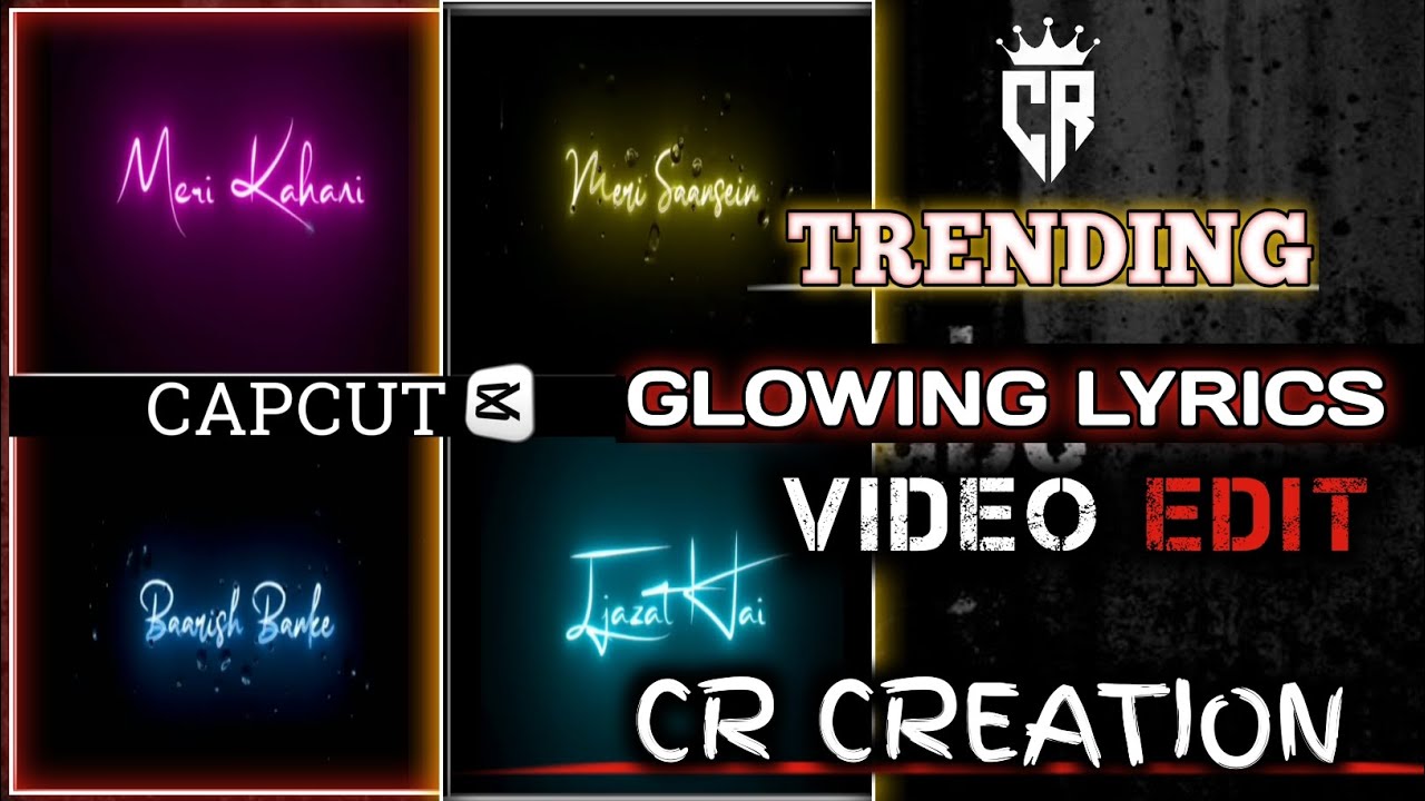 🖤Black screen glowing lyrics video editing 💓🥀🎶| glowing lyrics tutorial in capcut | glow text ...