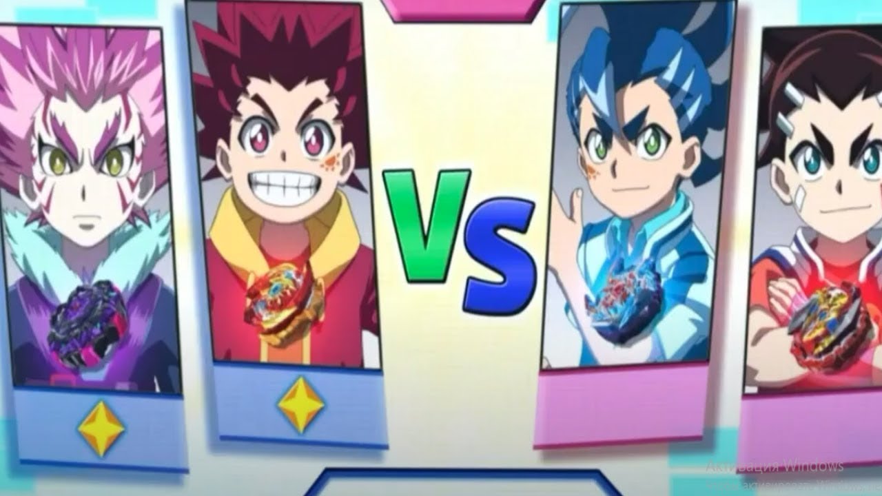 Beyblade Burst Sparking: Aiger and Hikaru Vs. Hyuga and Lean - YouTube