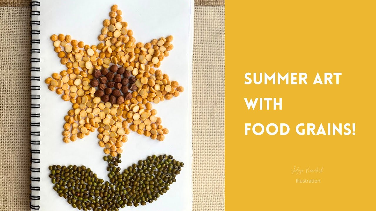 🌞 Try this Summer Art with Food Grains 🌻 Sunflower DIY 🖊 - YouTube