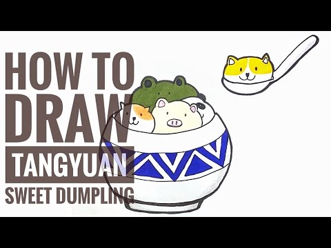 畫畫教學簡單版/簡單畫畫教學/Step by step easy draw /HOW TO DRAW tangyuan/sweet ...