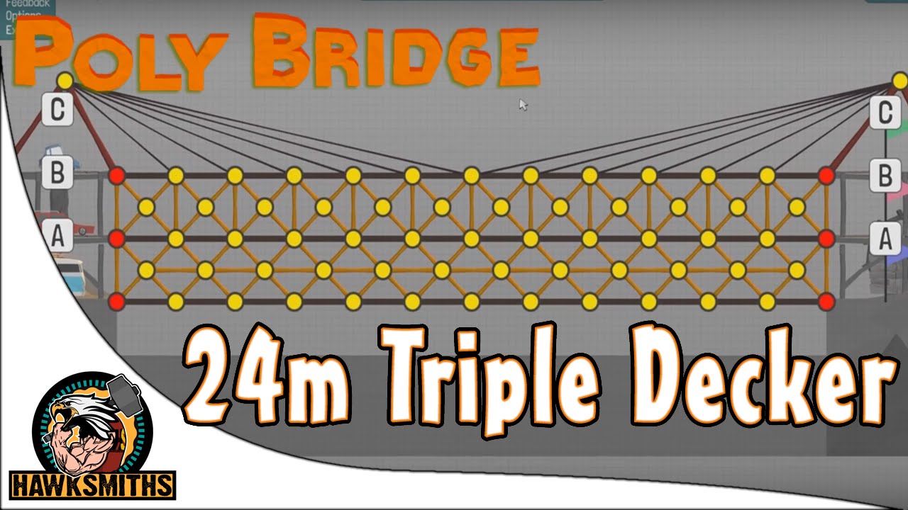Poly Bridge - 24m Triple Decker Under Budget Solution - YouTube