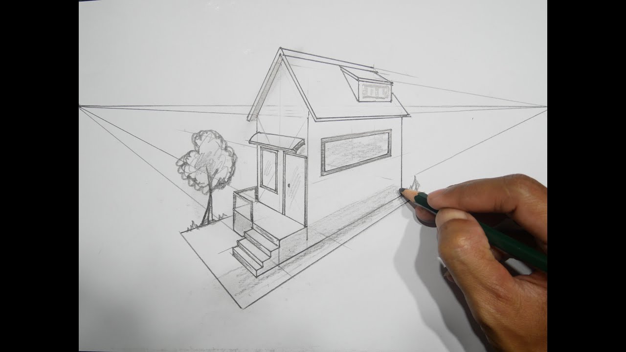 Drawing a Tiny House in 2 Point Perspective - YouTube