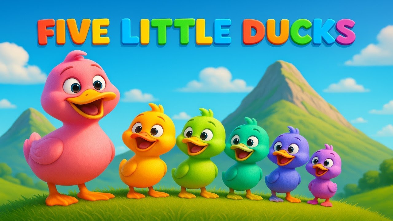 Five Little Ducks | Great Colorful 3D Animation | Kids Rhyme - YouTube