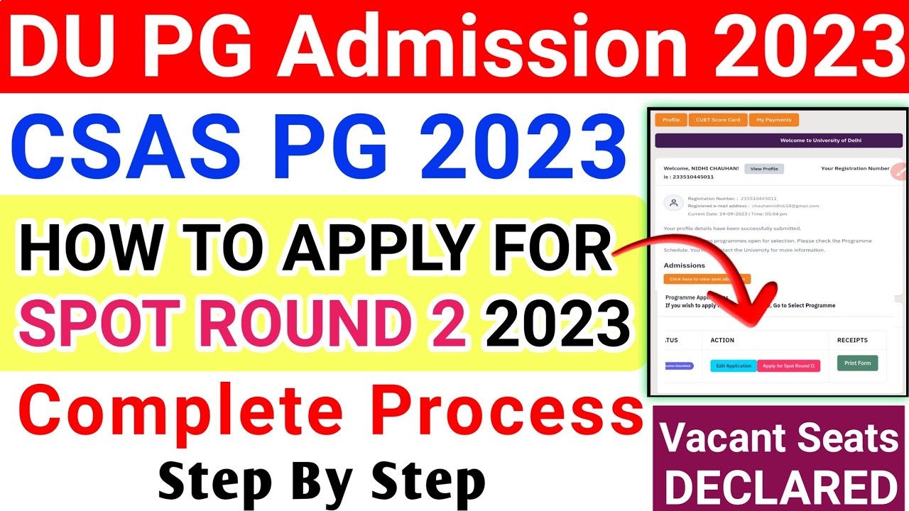 How To Apply For DU PG Spot Round 2 Admission 2023 | DU CSAS PG Spot ...