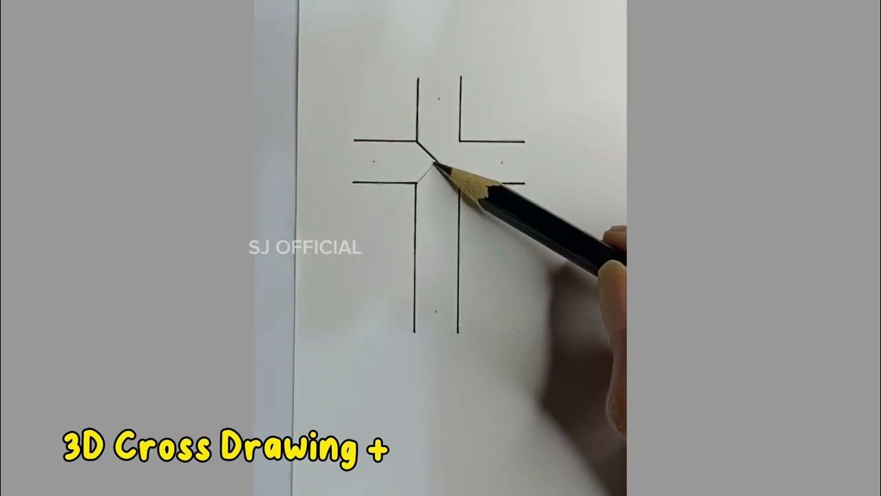 how to drawing 3d cross - YouTube