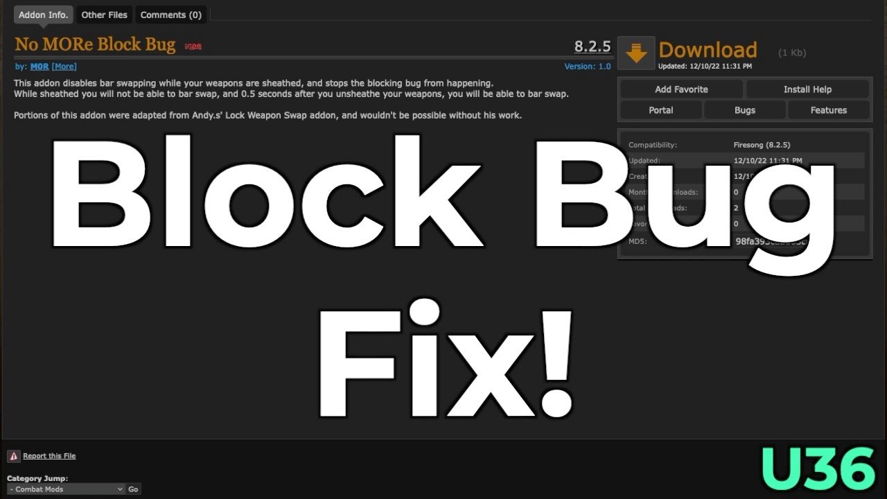 M0r's Block Bug Fix (Addon) - YouTube