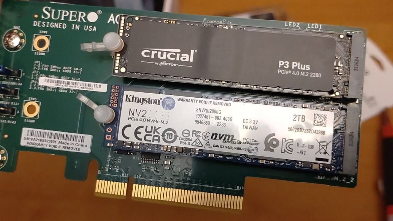 Dual NVMe SSDs PCIe Adapter AOC-SLG3-2M2 Review - Kingston NV2 2TB vs ...