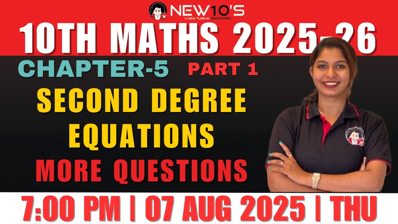 10TH SSLC MATHS | CHAPTER 5 MORE QUESTIONS || SECOND DEGREE EQUATIONS ...