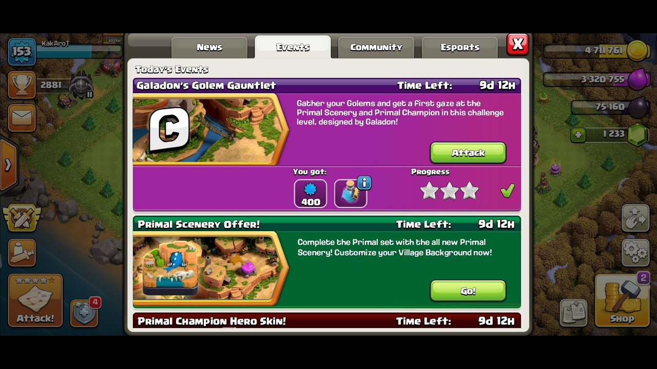 Galadon's Golem Gauntlet Event COC Clash of Clan challenge game play ...