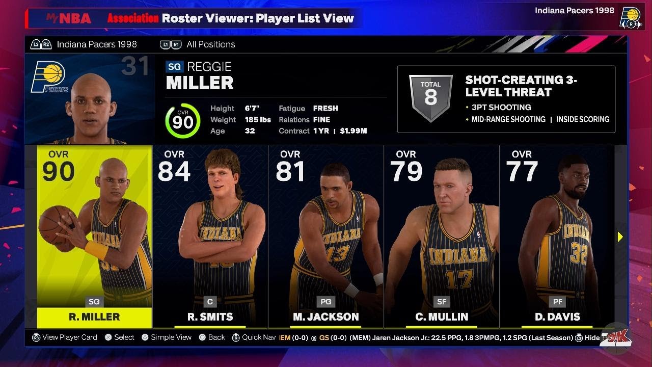 NBA 2K25: Indiana Pacers 1997-98 classic team - YouTube