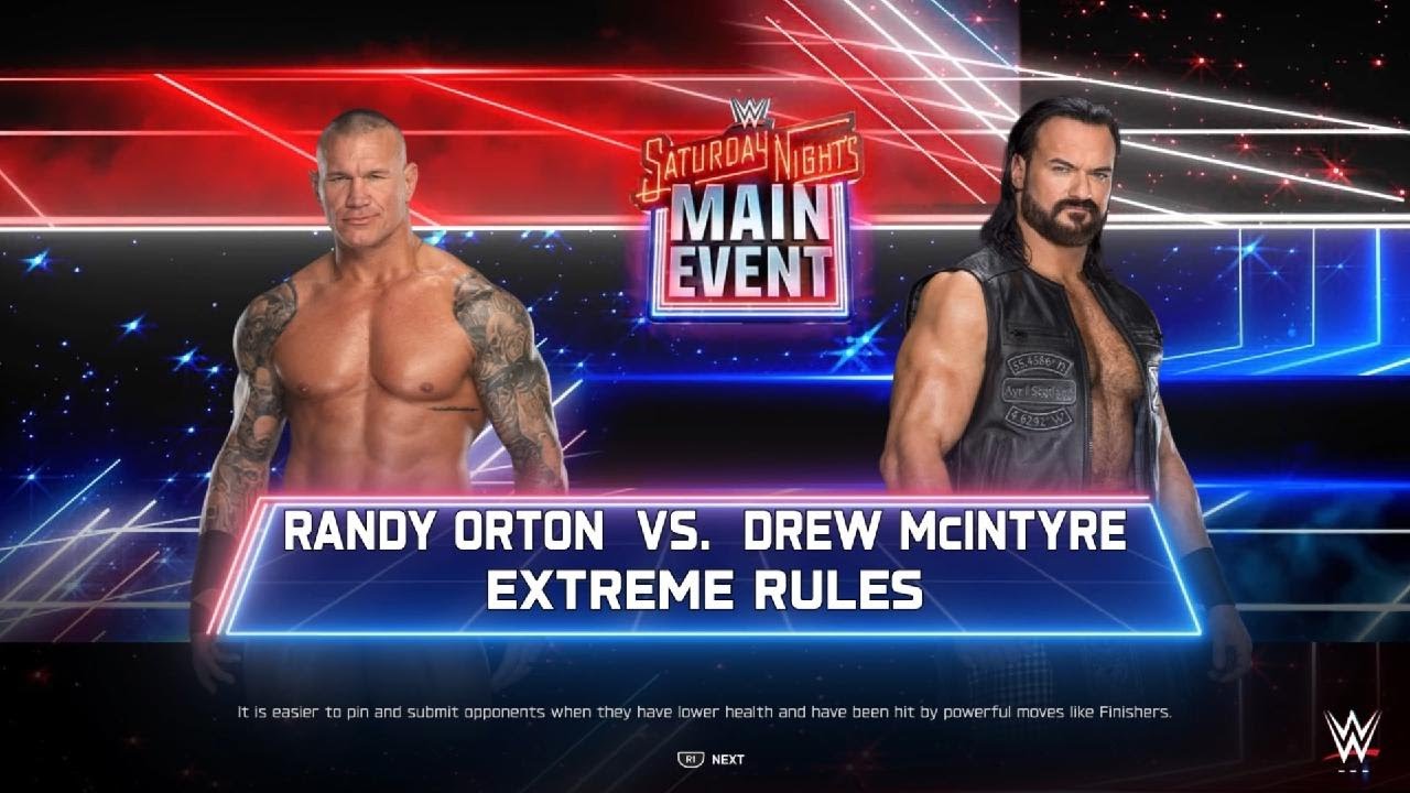 WWE Randy Orton vs Drew McIntyre Saturday Night's Main Event - YouTube