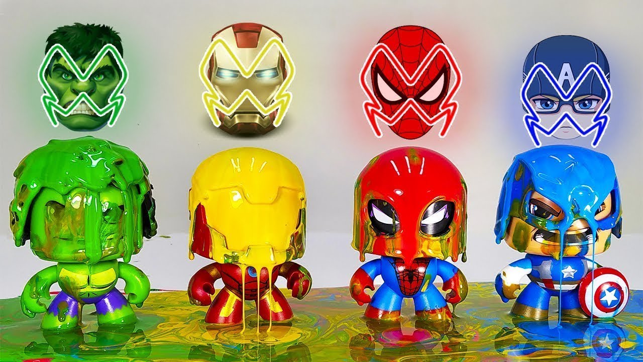 learn colors with superheroes and watercolor paints - paint marvel ...