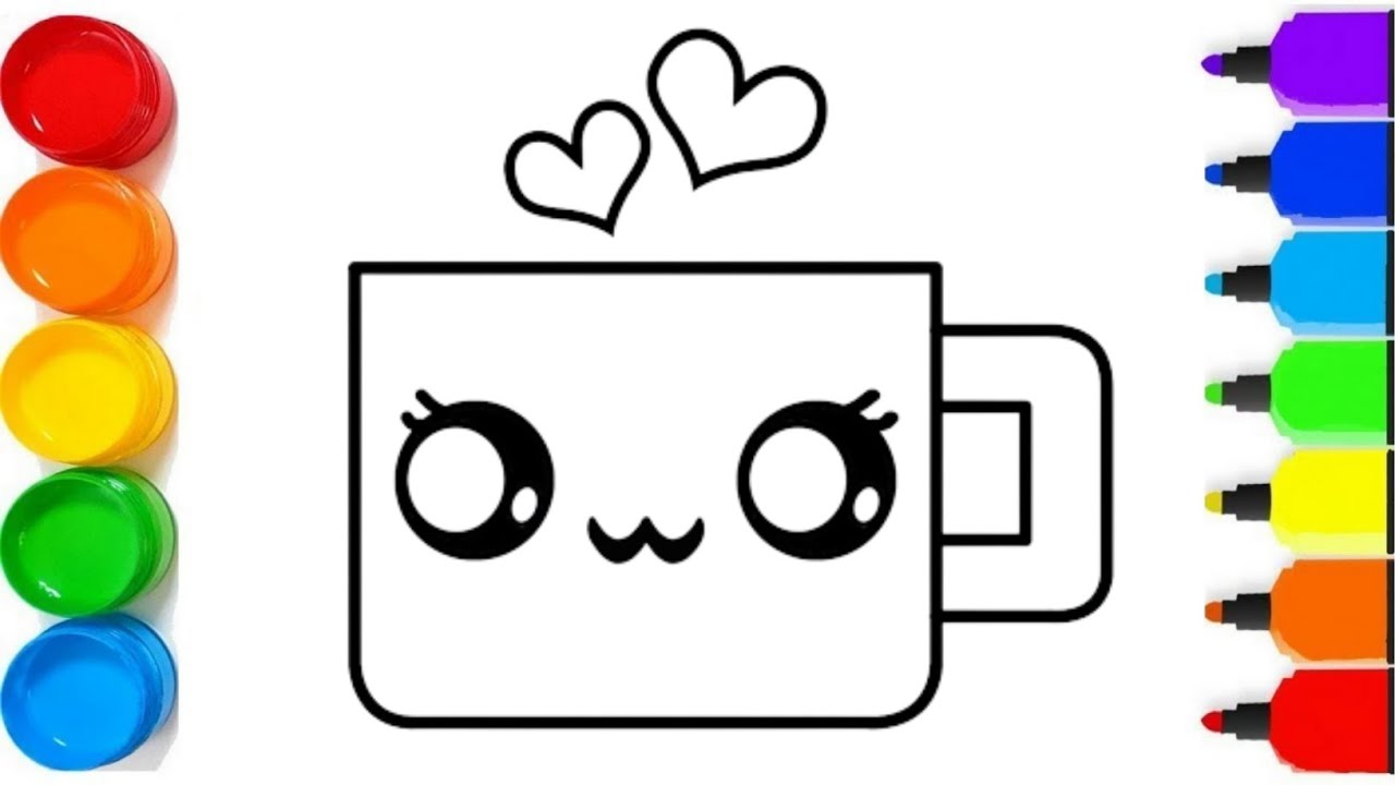 HOW TO DRAW A CUTE CUP MILK COFFEE, STEP BY STEP, - YouTube