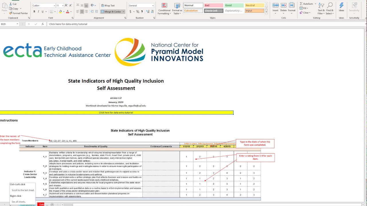ECTA_NCPMI Inclusion Self Assessment Spreadsheet Data Entry Tutorial 01102020 - YouTube