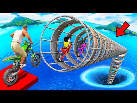 SHINCHAN AND FRANKLIN TRIED THE IMPOSSIBLE TIGHT METAL TUBE TUNNEL PARKOUR CHALLENGE GTA 5