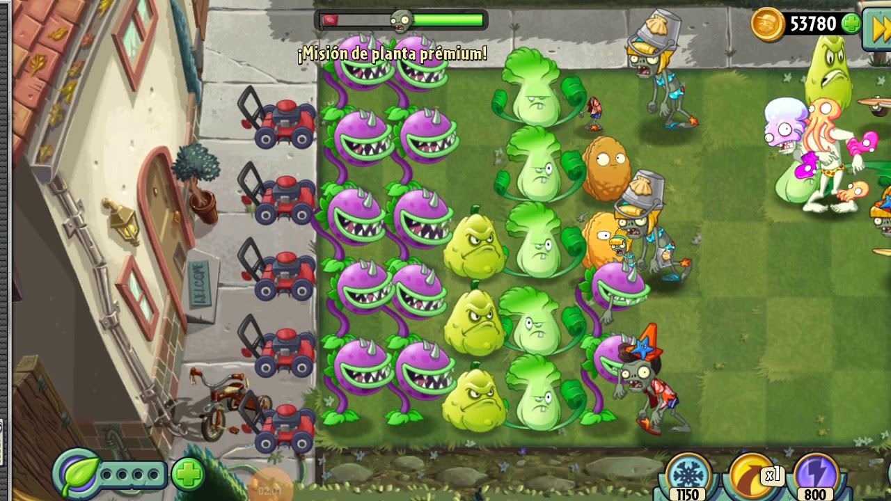 Plantas vs zombies CON EL APISONAFLOR Y LAS PLANTAS CARNIVORAS APLASTA ...
