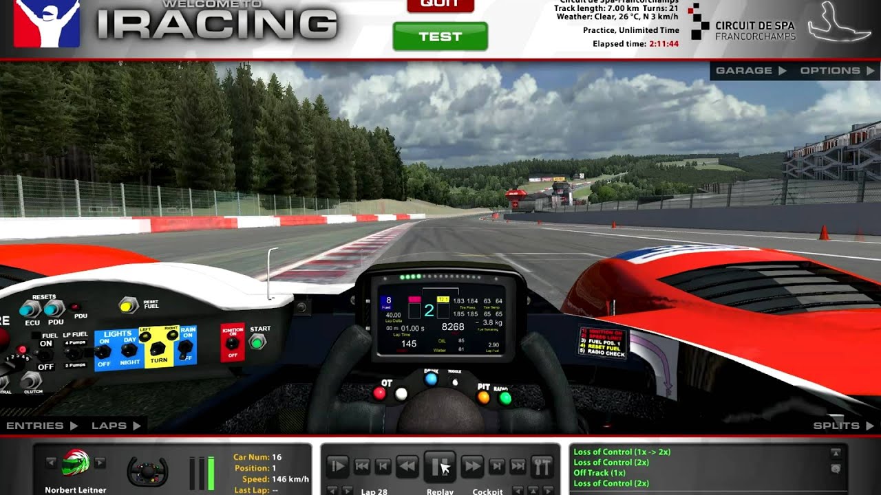 Iracing 2.0 Acura HPD ARX-01c LMP2 - Spa Franchorchamps - YouTube