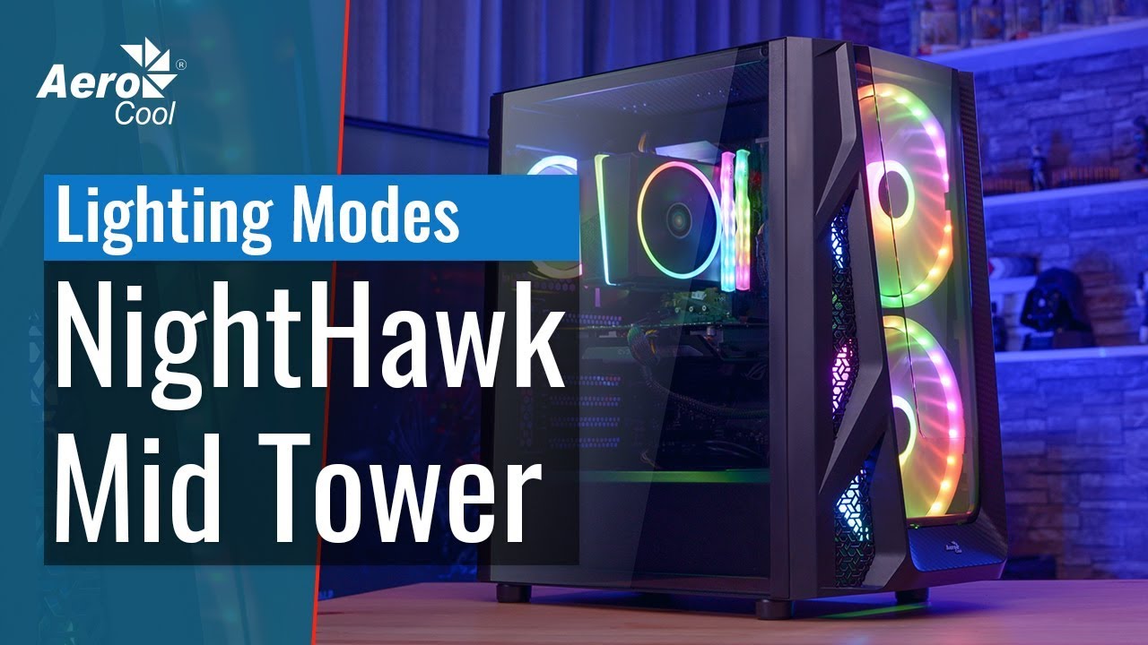 AeroCool NightHawk Duo Mid Tower Case - 23 Lighting Modes - YouTube
