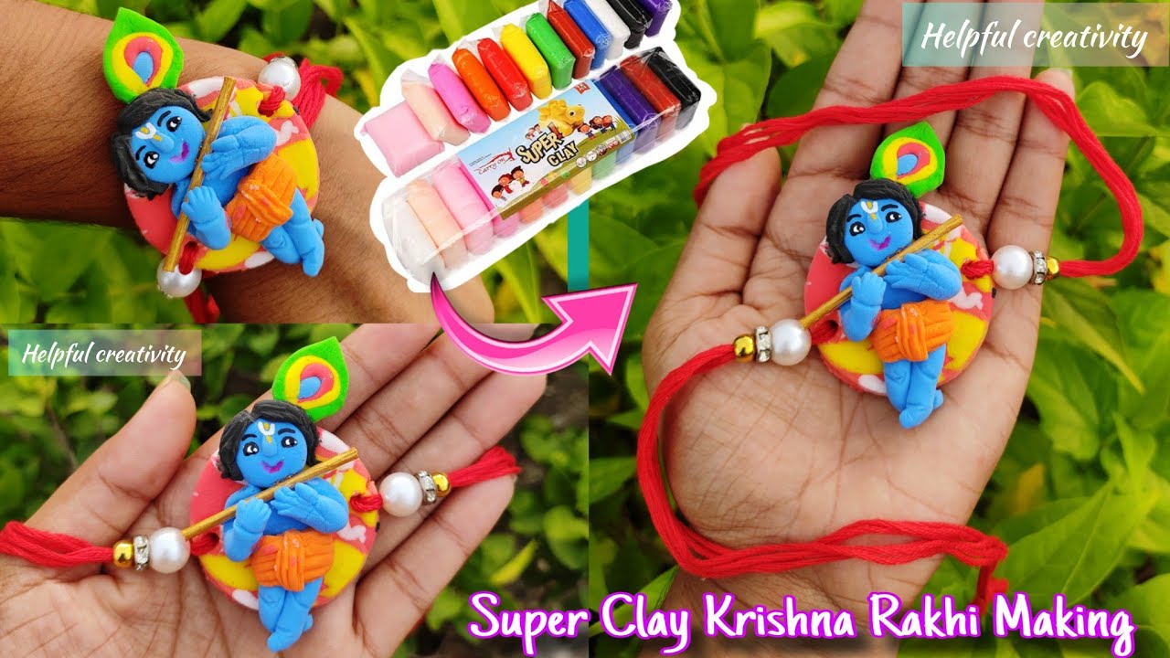 Rakhi Making Using Super Clay/DIY Krishna Design Rakhi/Super Clay ...