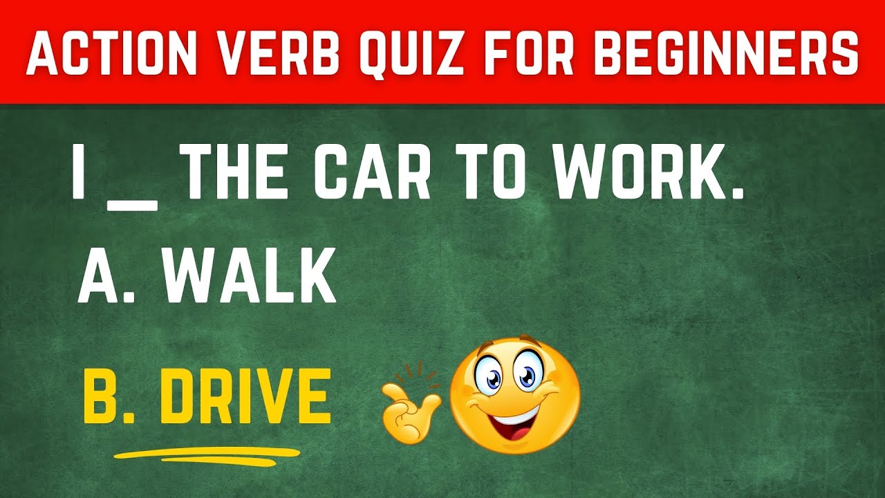 Action Verb Quiz for Beginner | Can you score 40/40? | Learn 40 Common ...