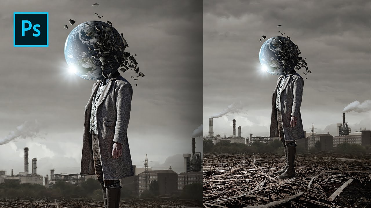 Destroyed World - Photoshop Poster Design Tutorials - YouTube