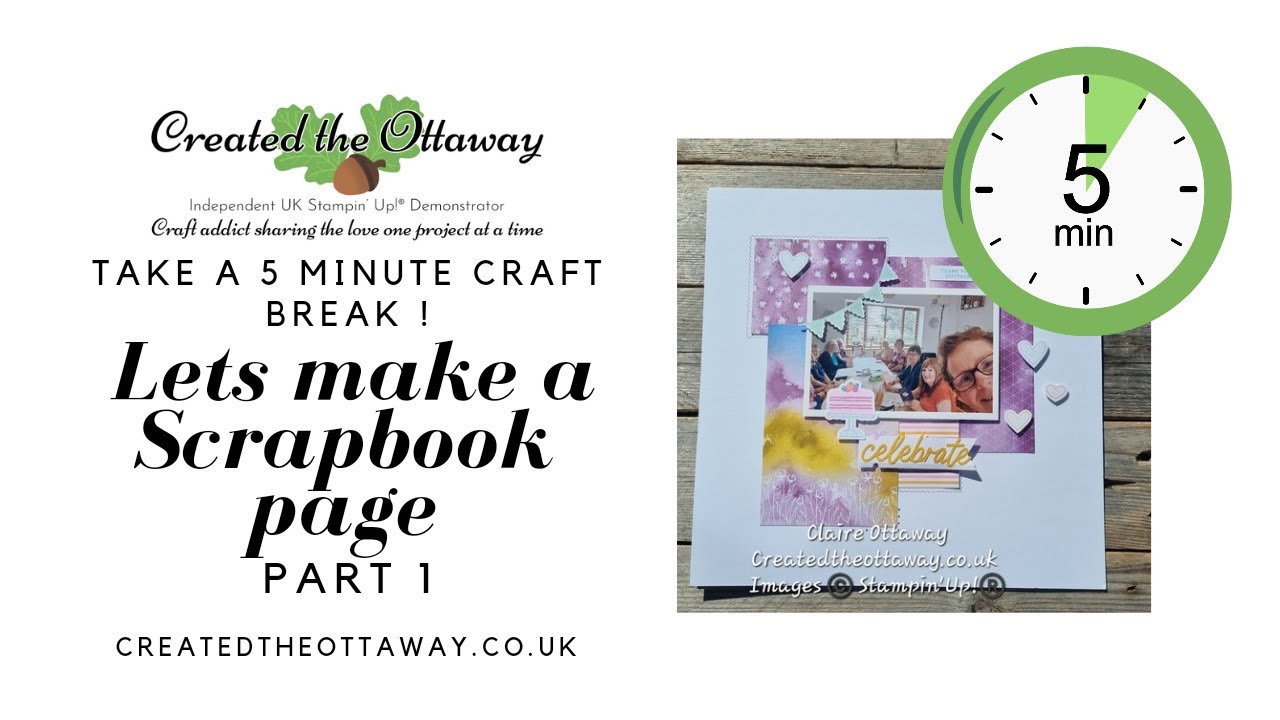 Take a 5 minute craft break scrapbook page @createdtheottaway - YouTube