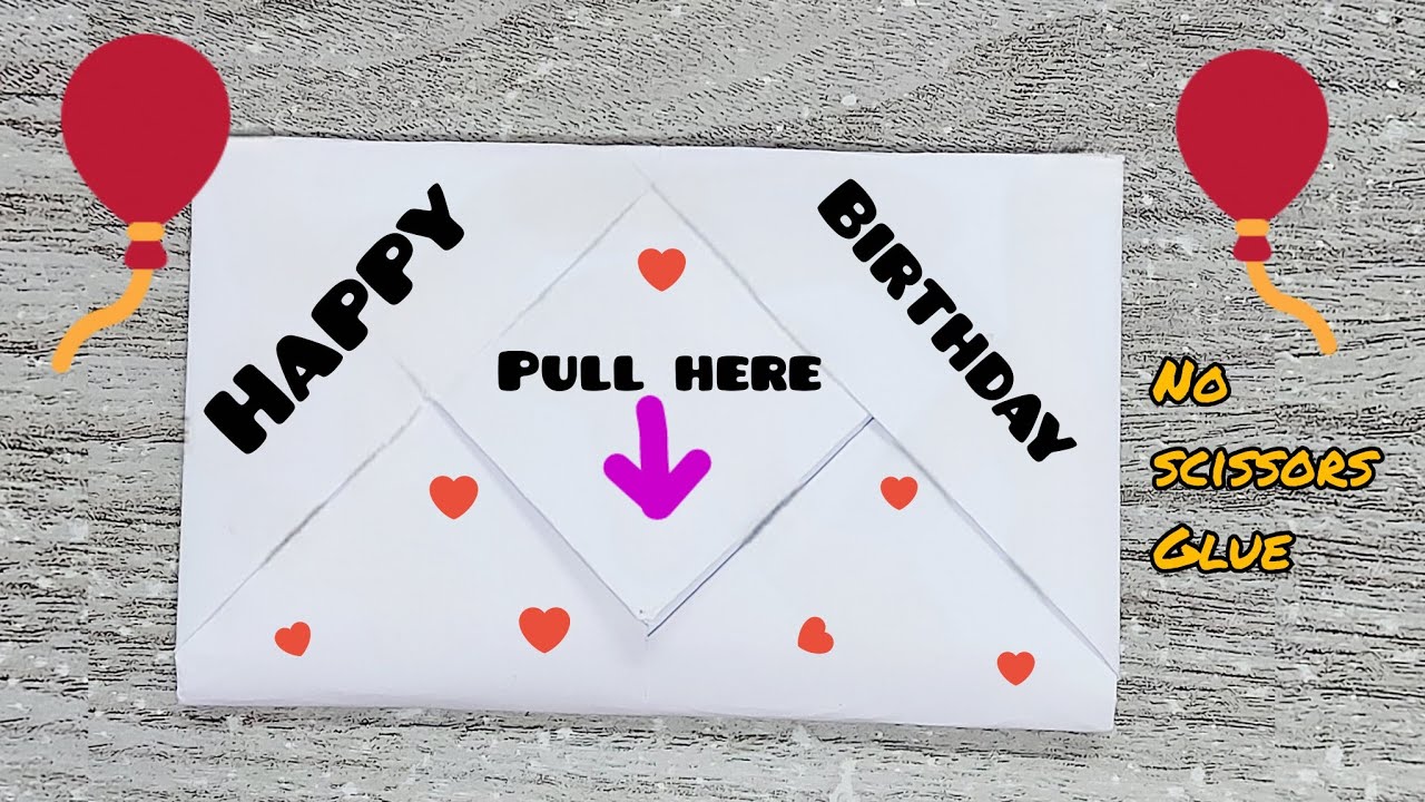 How to Make a Pull Tab Origami Card with White Paper | Easy DIY Craft ...