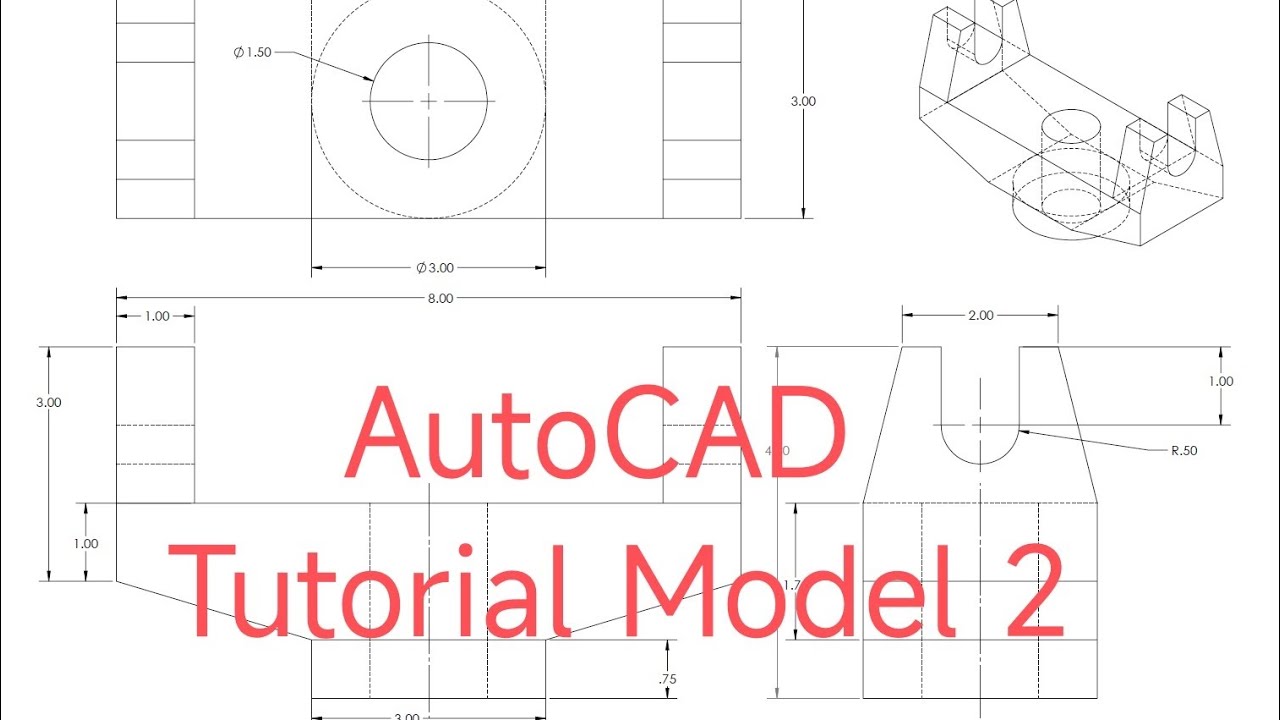 AutoCAD Tutorial 3D Model 2 #cad #cadsoftwaretutorial #solidworks # ...