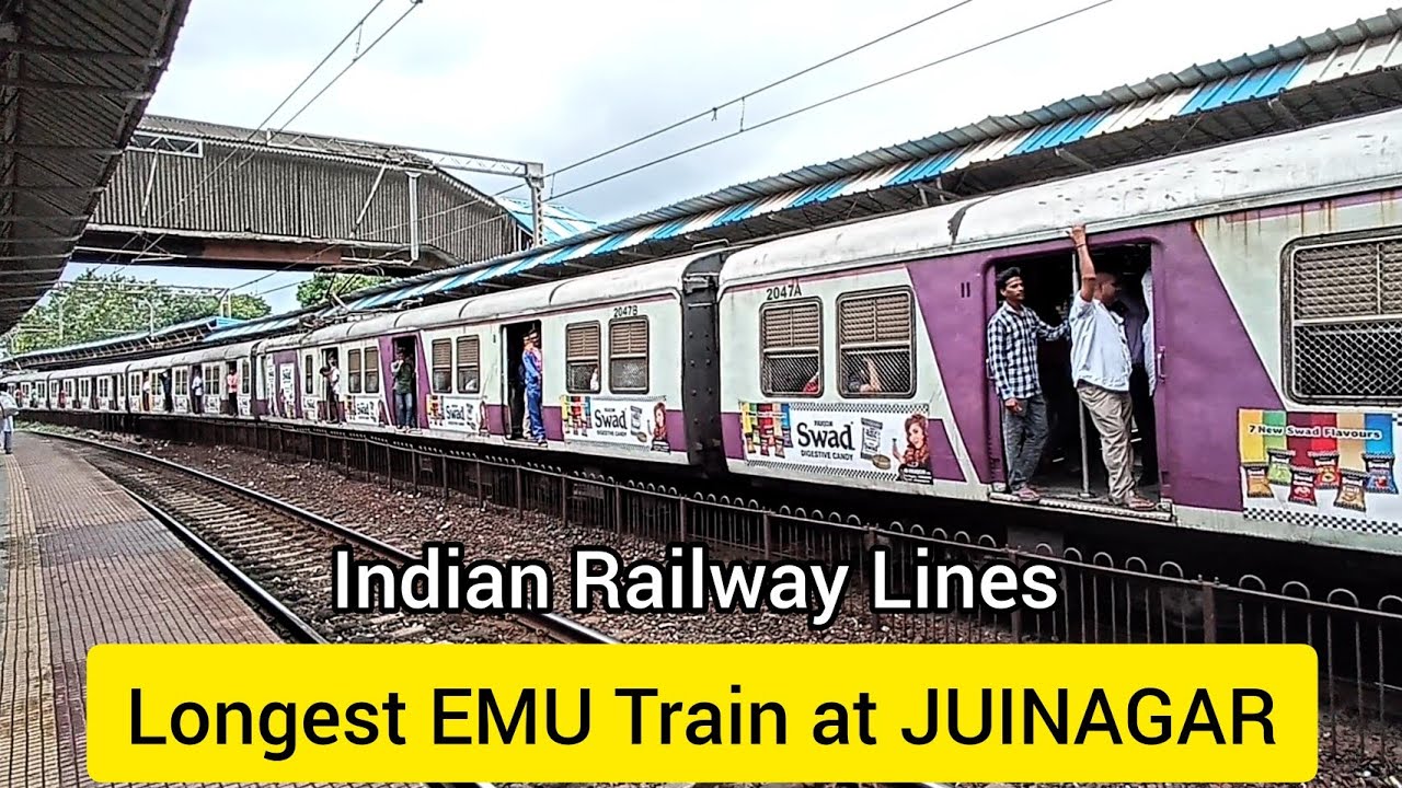 Mumbai Local EMU Longest Train at juinagar Station @IndianRailwayLines ...